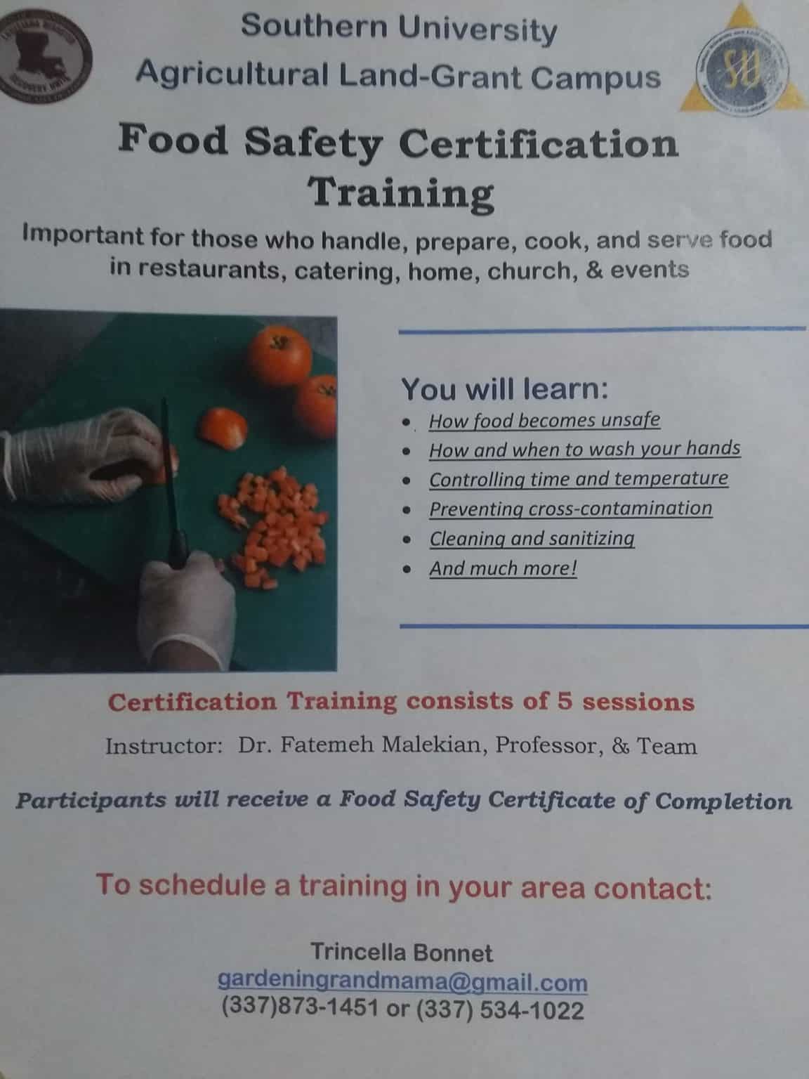 Food Safety Certification Program held in Lafayette, Louisiana ...